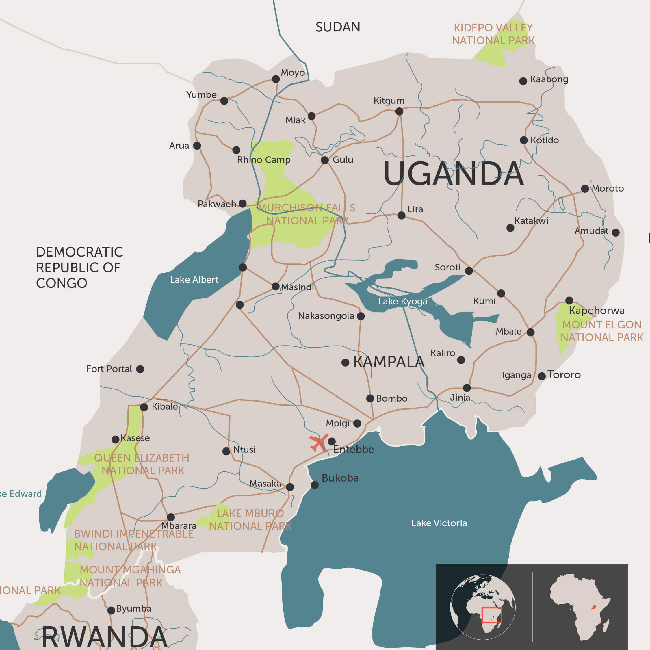 Uganda Map Entebbe View